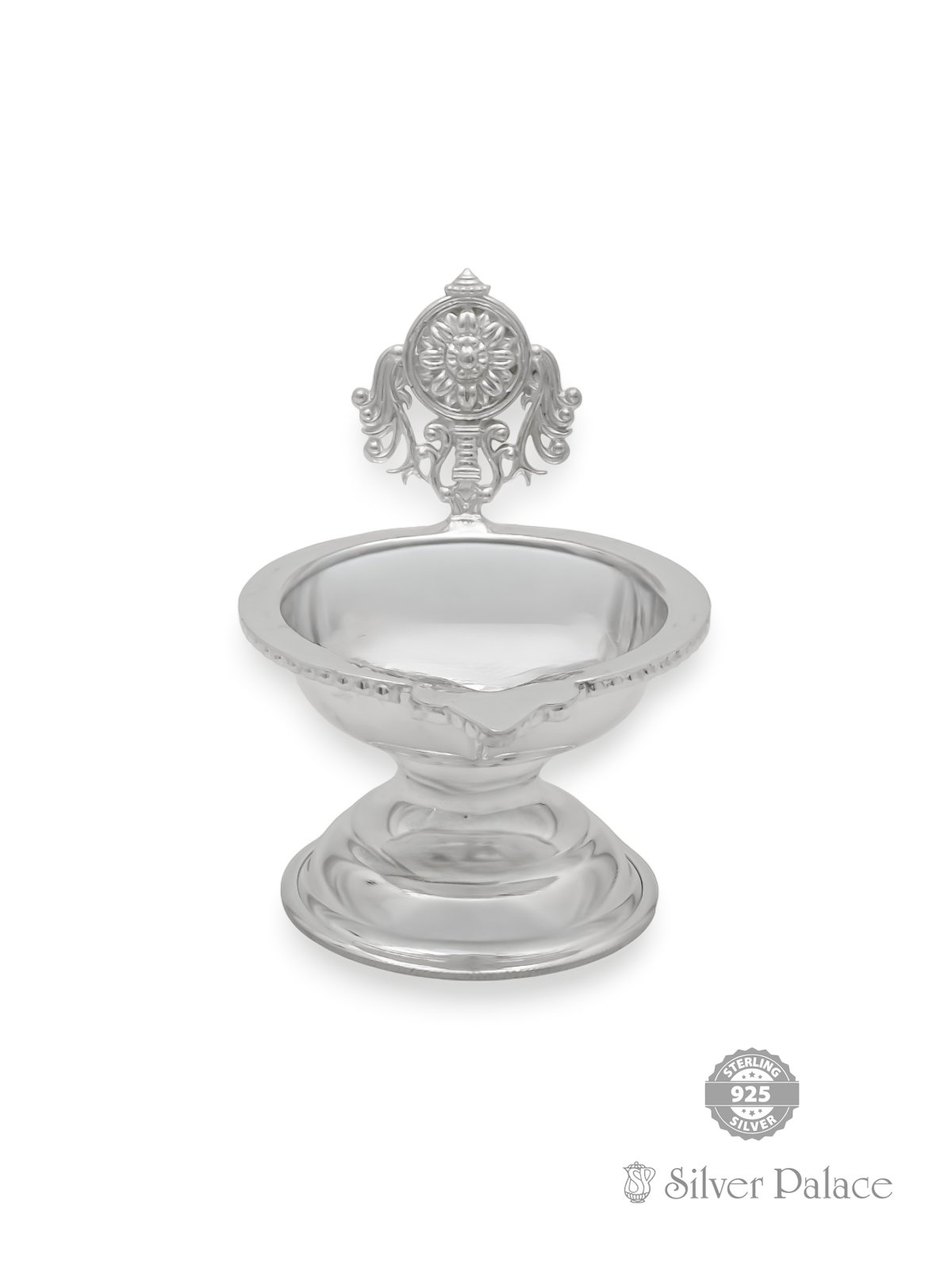 925 Sterling Silver Sangu Sakkaram Lamp For Pooja Room - Silver Palace