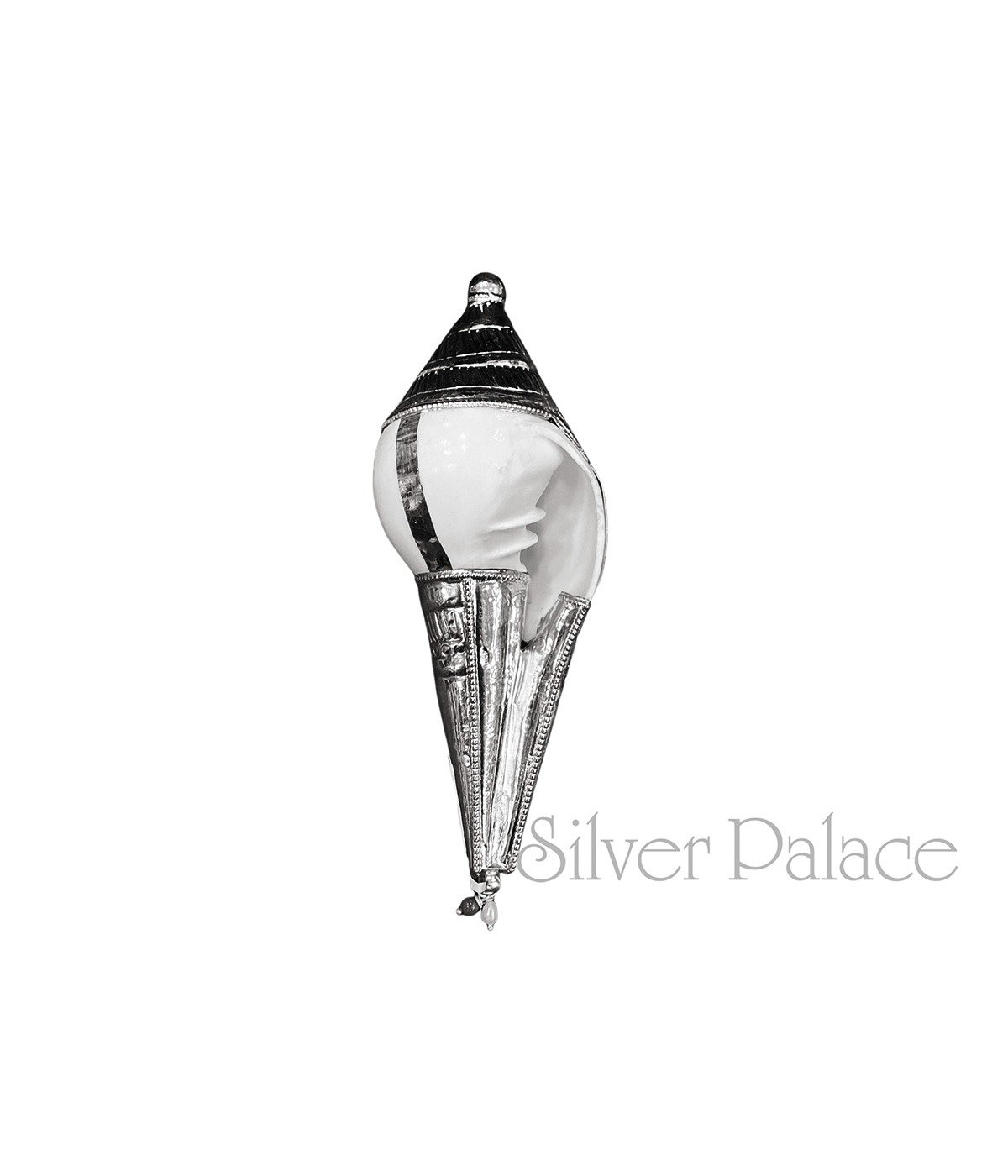 Auspicious Sterling Silver Laced Sangu - Silver Palace
