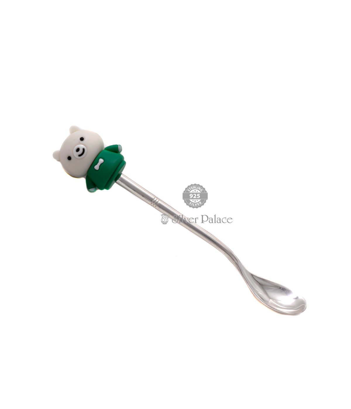925 Silver Spoon For Baby With Silicon Teddy Bear - Silver Palace