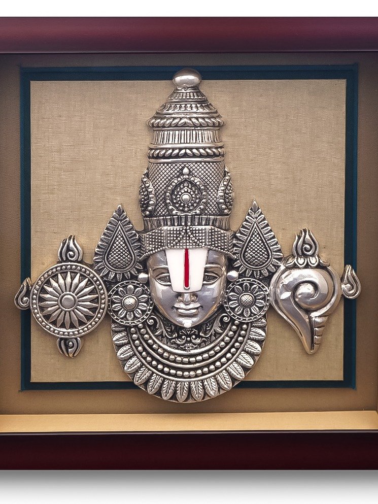 925 Antic Silver Balaji Head Idol With Namam Enamel Photo Frame ...