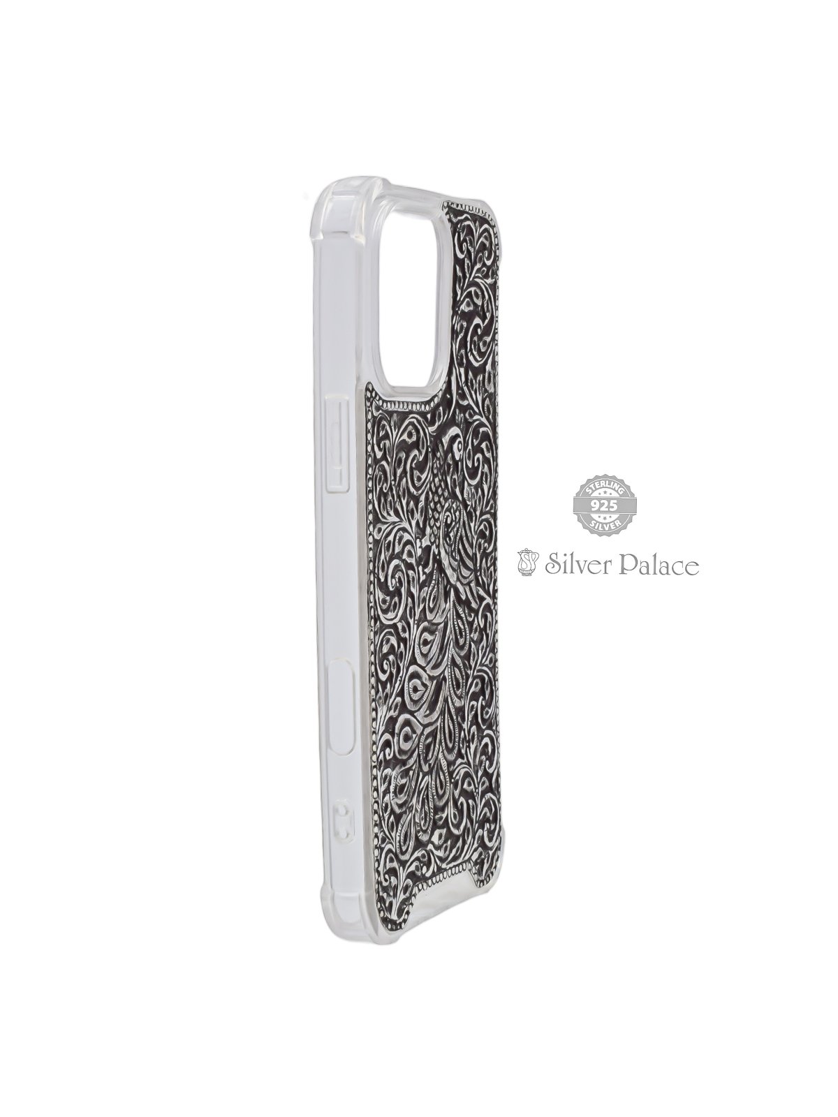 925 Sterling Silver Peacock Engraved Phone Case For Iphone 16 Pro Max ...