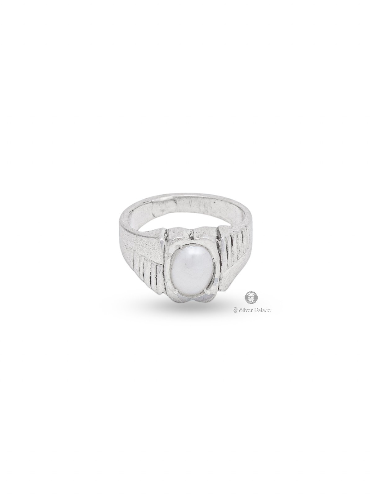 925 Sterling Silver Line With White Pearl Rashi Ring For Unisex ...