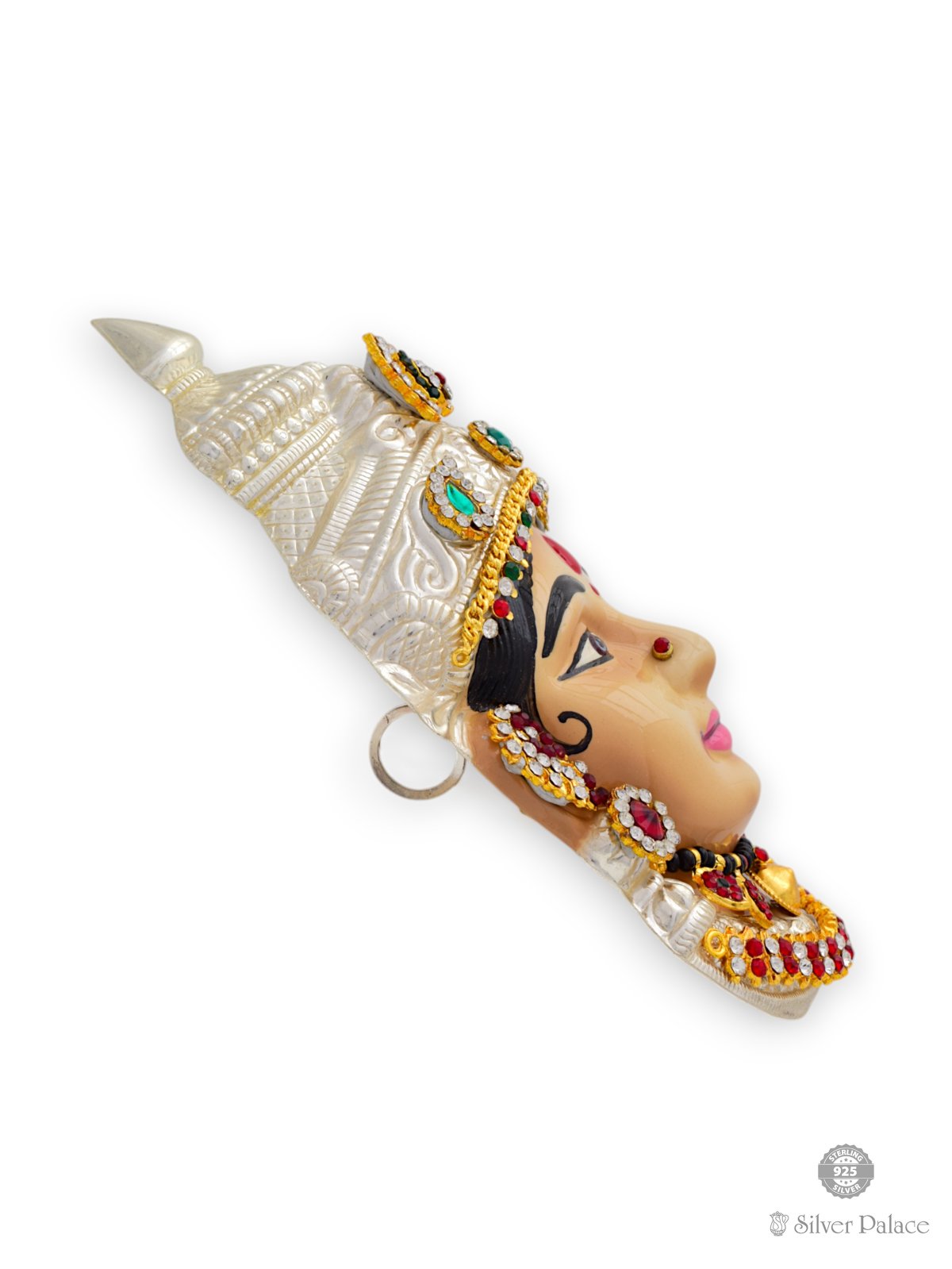 925 Silver Enameld Amman Face For This Varalakshimi Pooja - Silver Palace