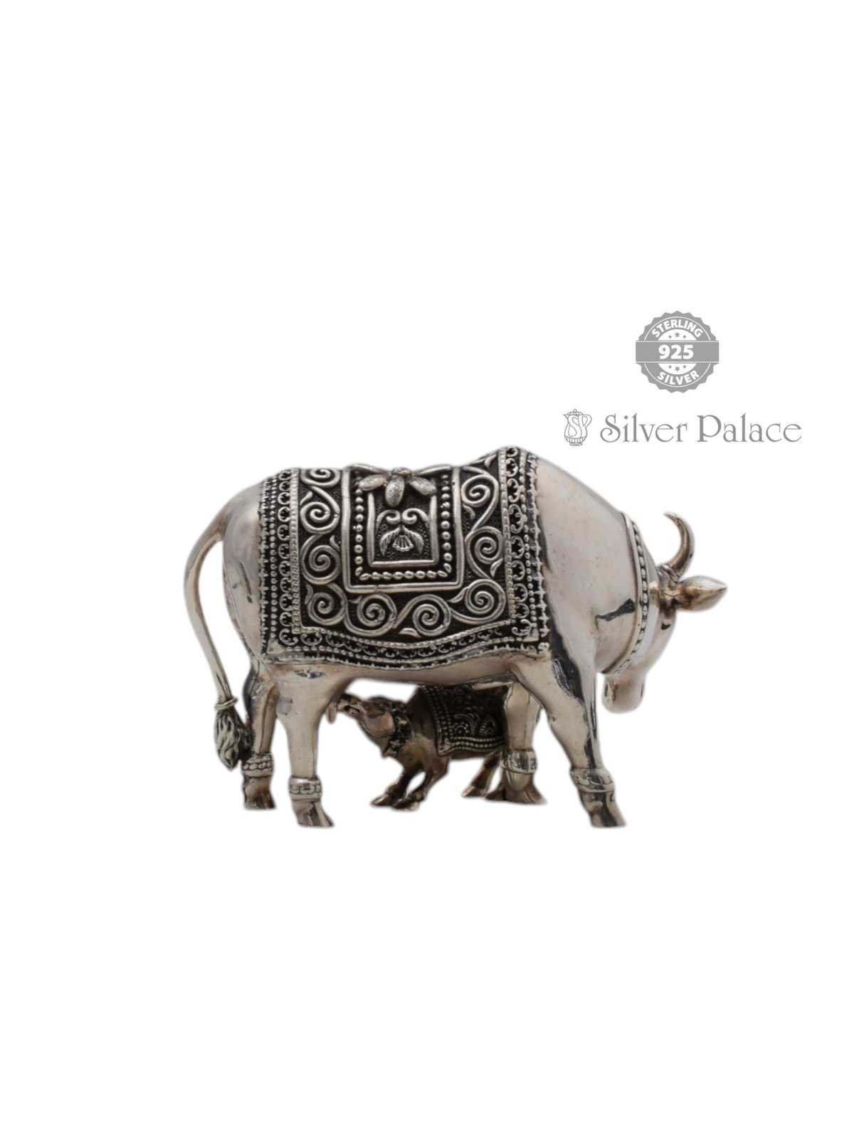 925 Pure Silver Gomatha Statue Antic Finish For Your Pooja Room ...