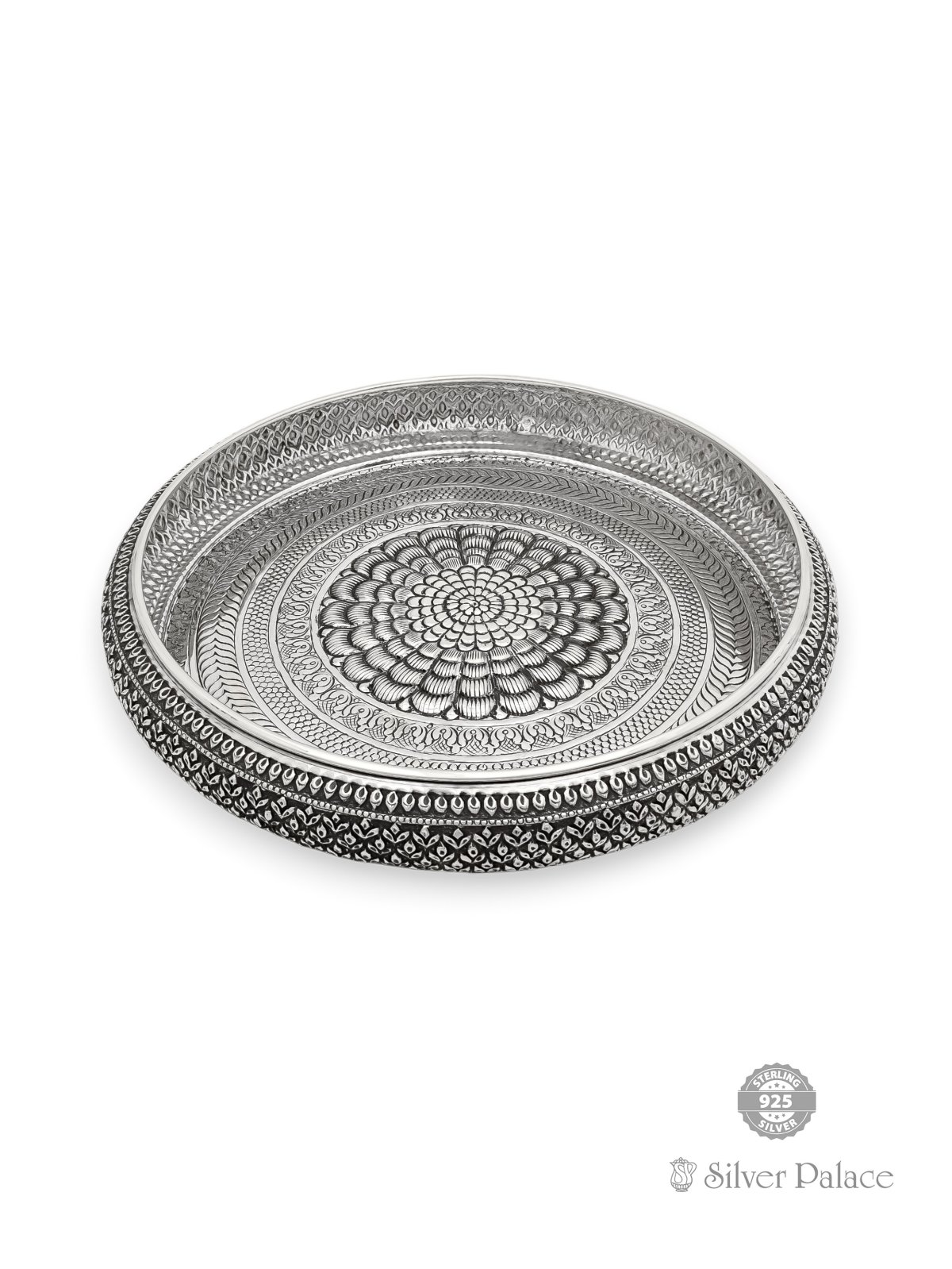 925 Antic Silver Floral Nagas Shell Plate Set For Wedding Gifts ...