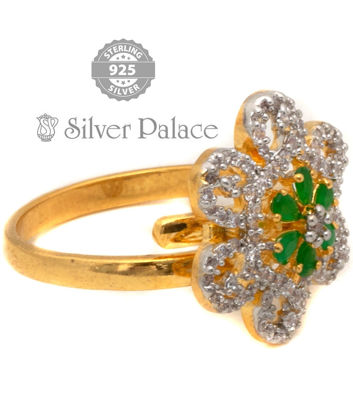 925 Anite Collection Gold Polish Cubic Zirconia Cocktail Rings For ...