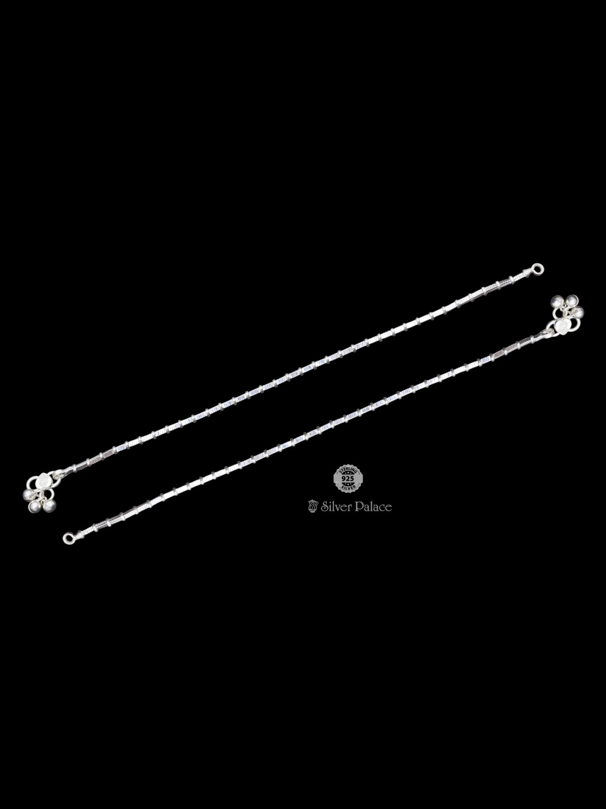 925 Sterling Silver Plain And Beads Design Anklets For Girls - Silver ...
