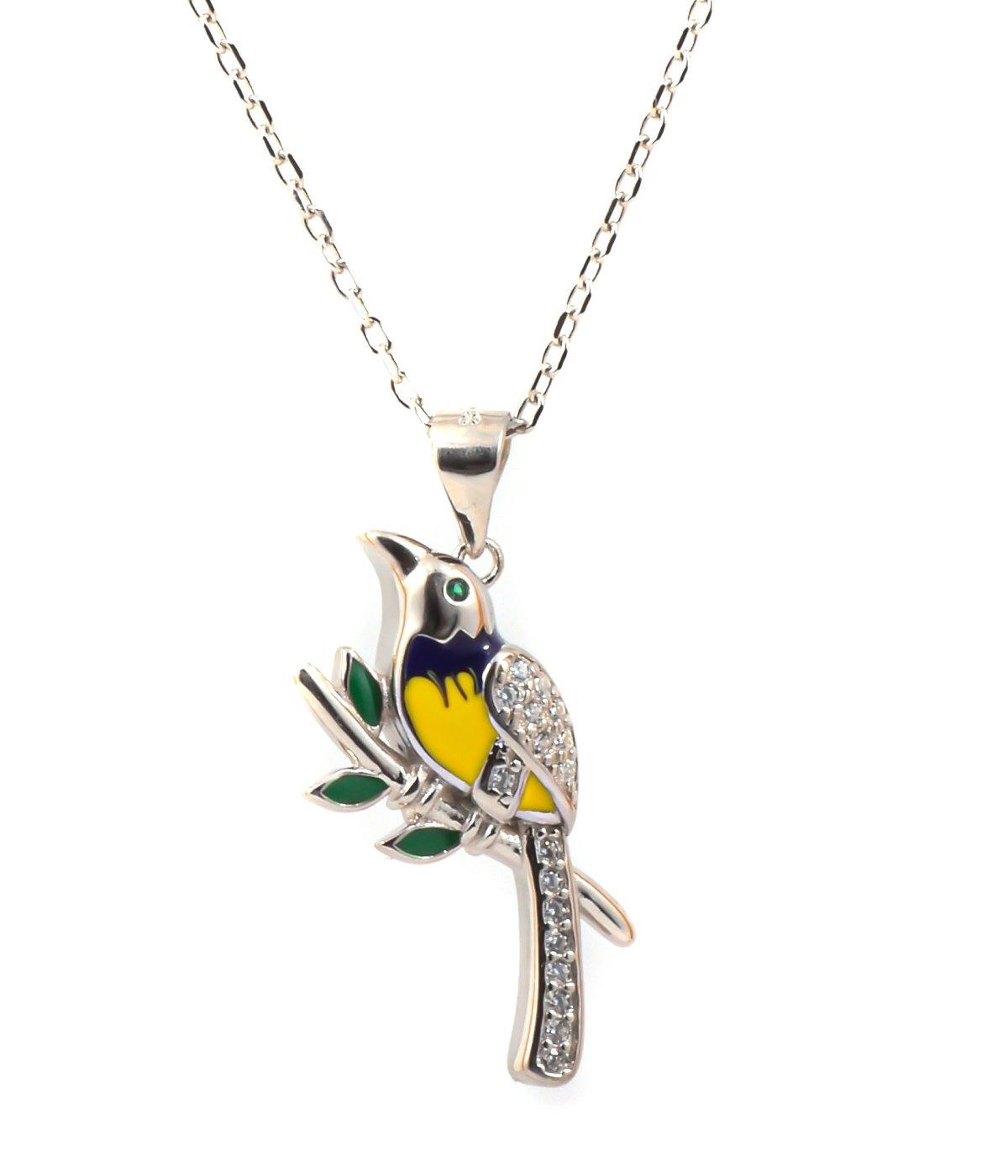 S925 Sterling Silver Oriole Bird Pendant Chain For Women - Silver Palace