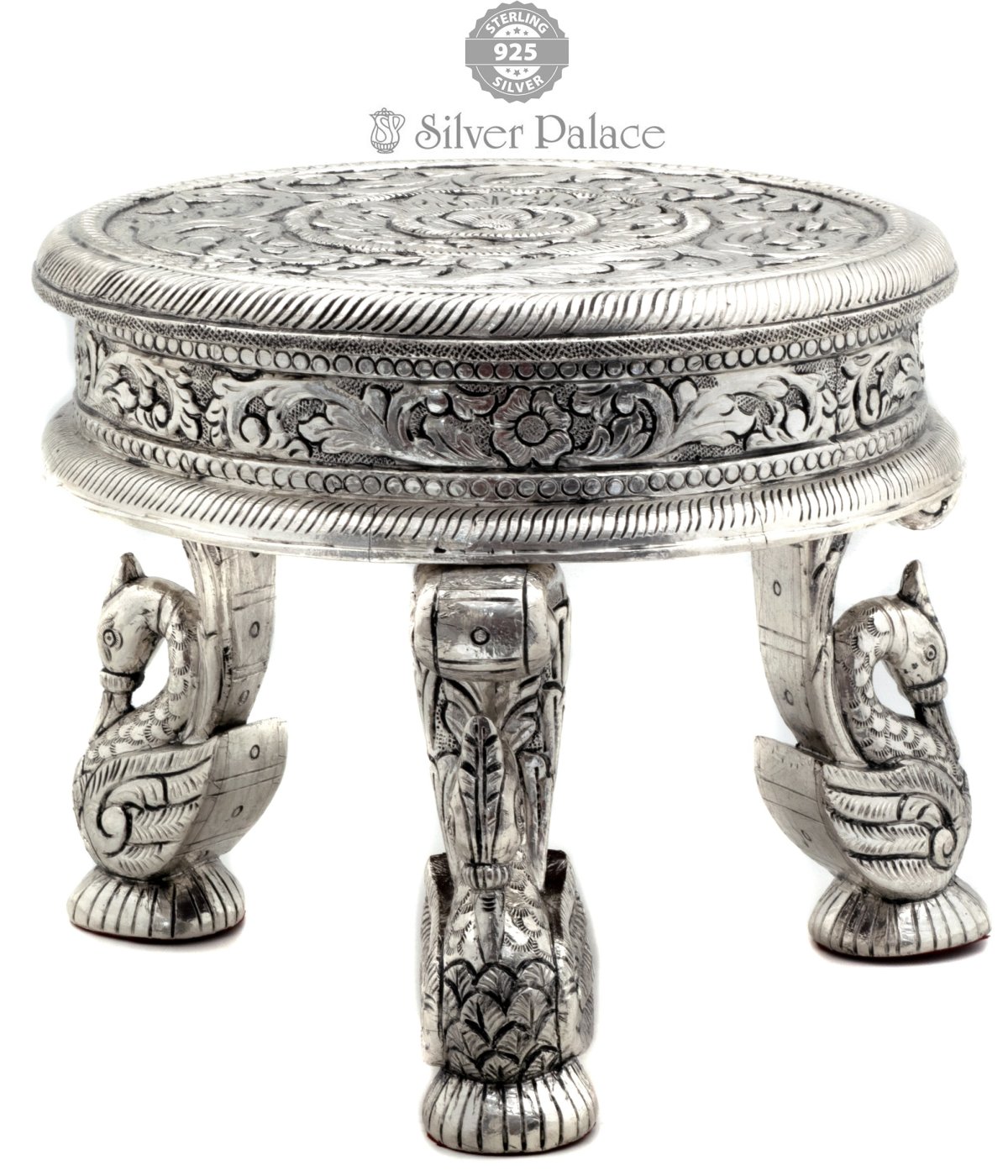 Oxidised Silver Tripod Stand For Pooja - Silver Palace
