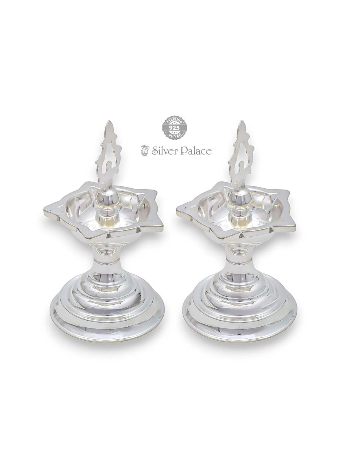 92.5 Pure Silver Traditional Style Lamp For Your Pooja Room - Silver Palace