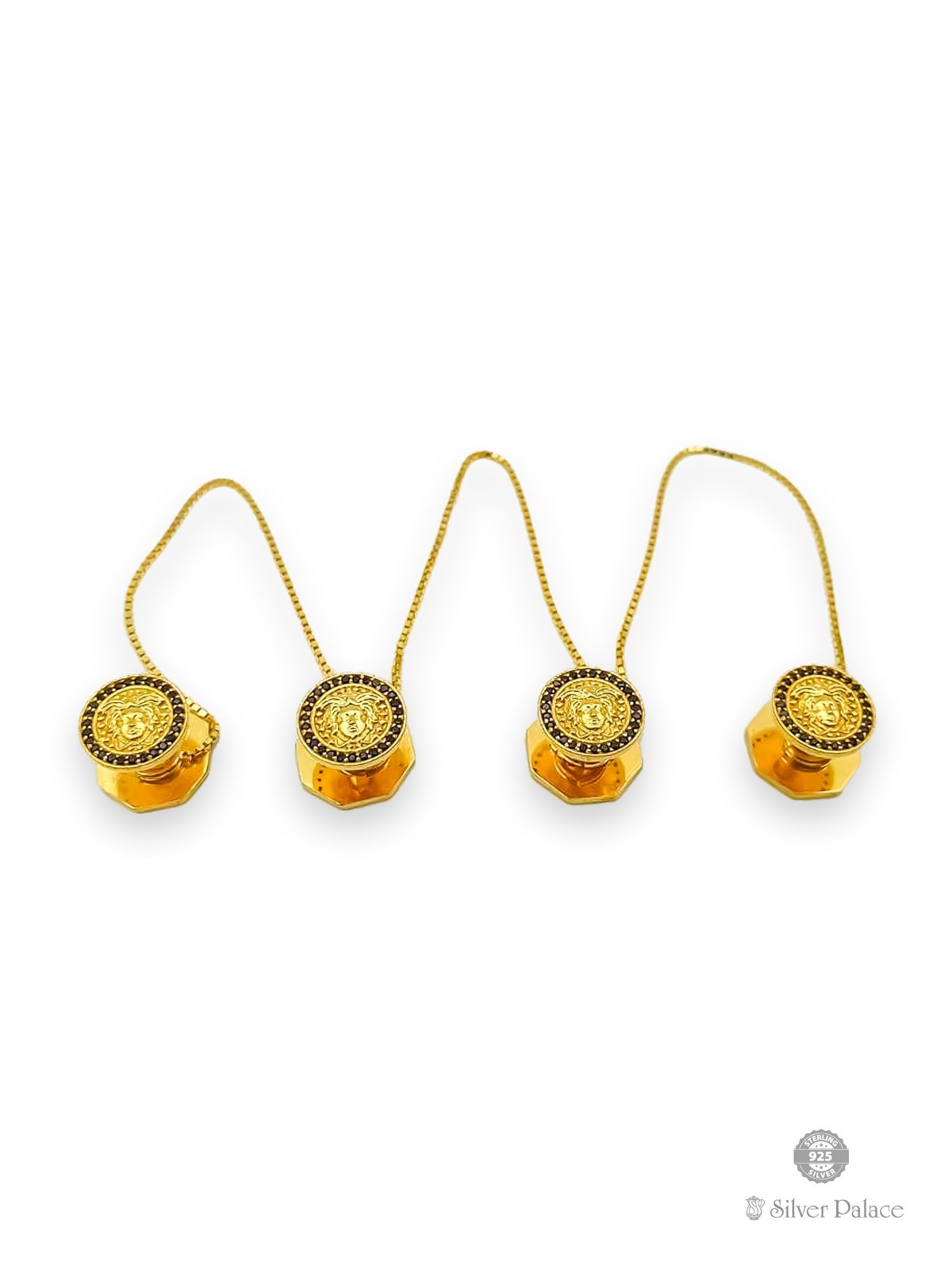 916 Pure Gold Medusa Head Kurta Buttons For Gents - Silver Palace