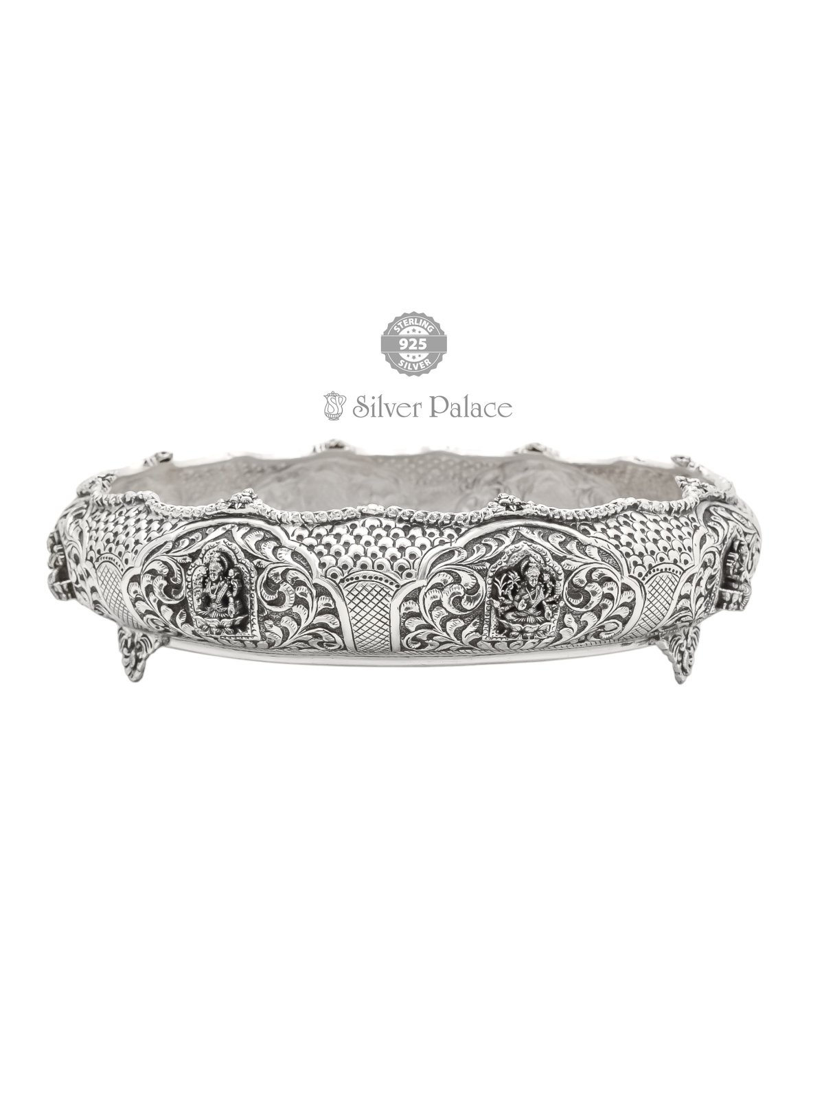 925 Oxidised Silver Handcrafted Pooja Plate – Traditional Silver ...