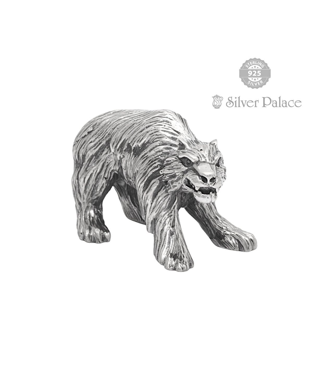 92.5 Pure Oxidized Silver Bear Idols For Kids Gift - Silver Palace