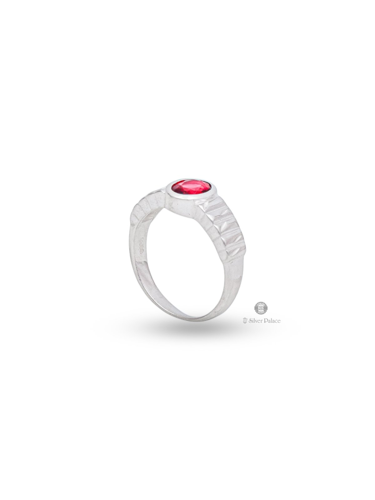 925 Sterling Silver Oval Shape Red Stone Rashi Ring For Men And Women ...