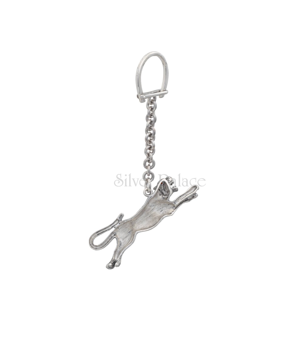 Silver With Marcasite Stone Cheetah Keychain For Men - Silver Palace