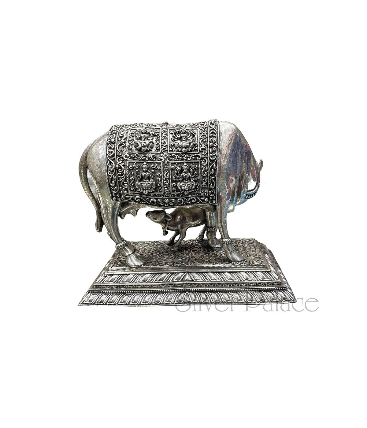 92.5 Oxidised Silver Astalakshmi Casting Gomatha Cow Lc Statue - Divine ...