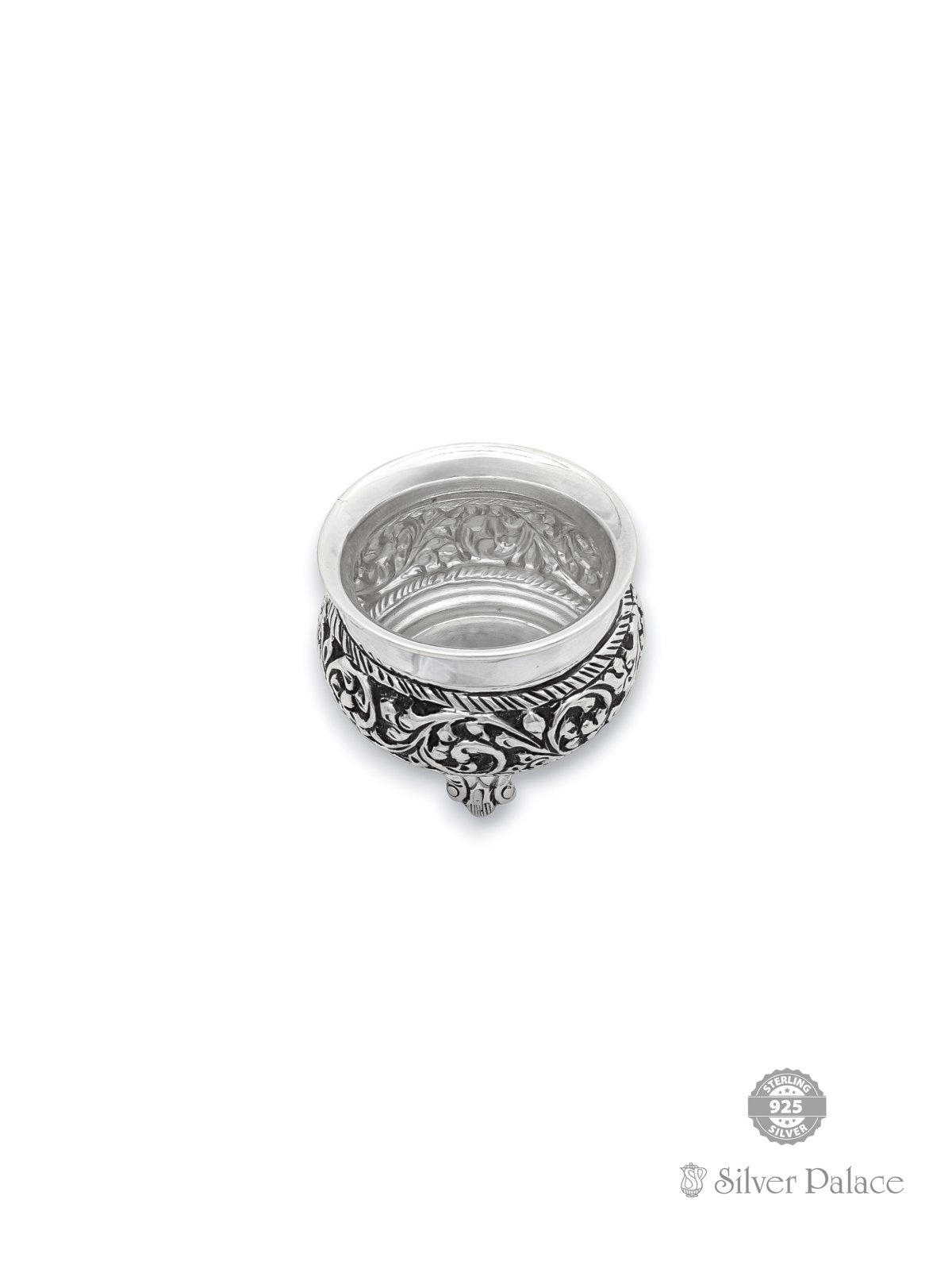 925 Oxidised Silver Floral Design Plate Set For Wedding Gifts - Silver ...