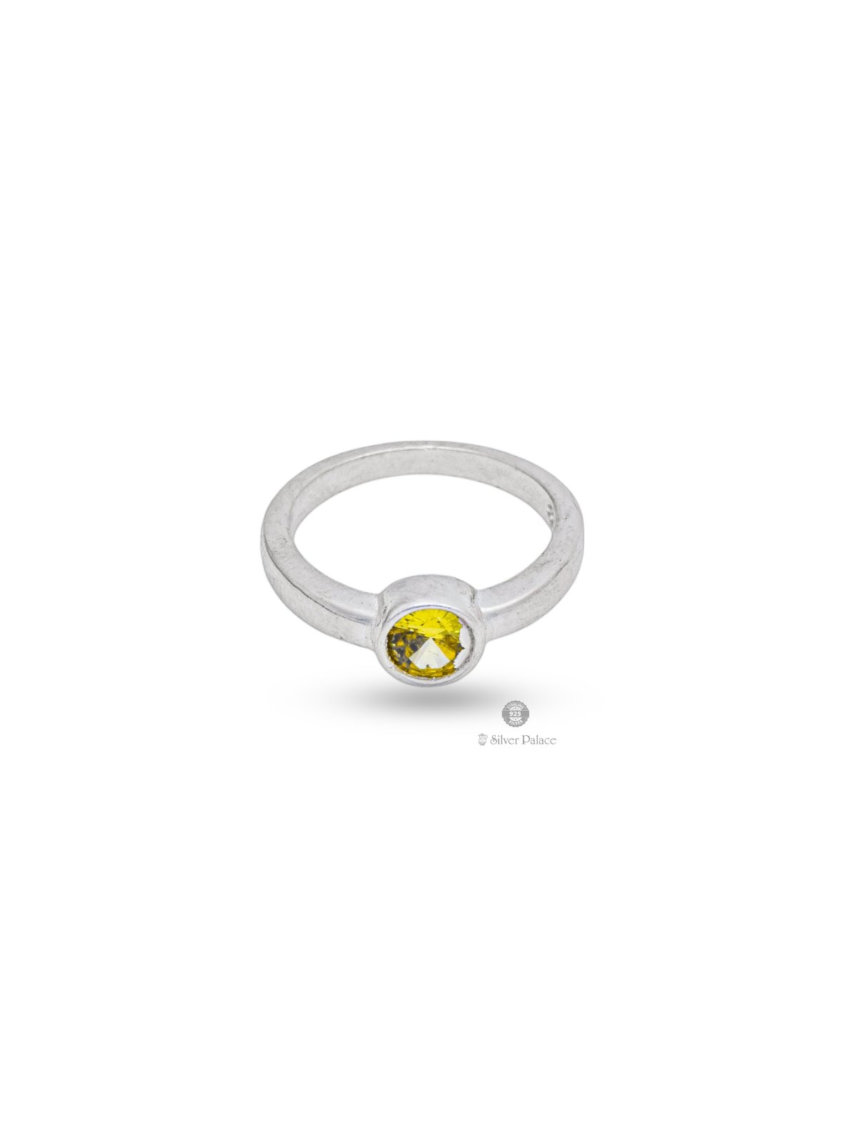 925 Sterling Silver Round Shape Yellow Stone Rashi Ring Unisex - Silver ...