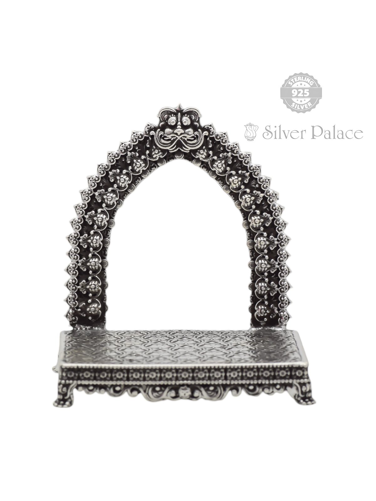 925 Silver Peetam With Flower & Yaali For Your Pooja - Silver Palace