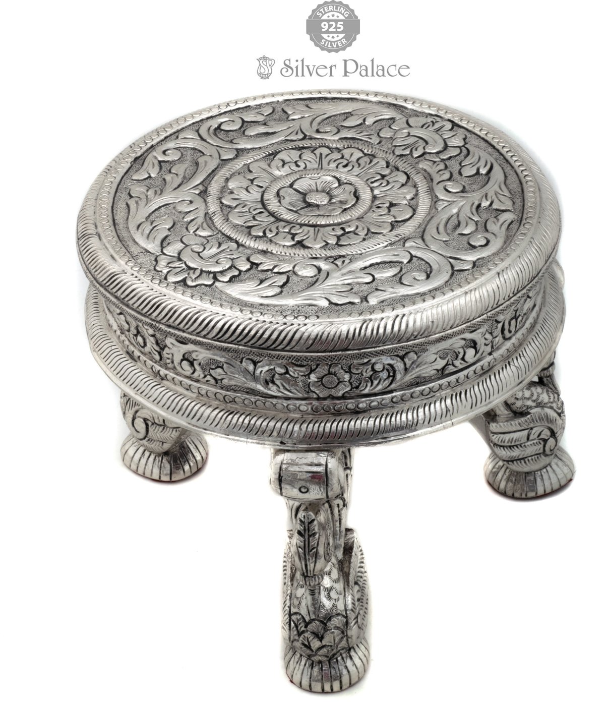 Oxidised Silver Tripod Stand For Pooja - Silver Palace