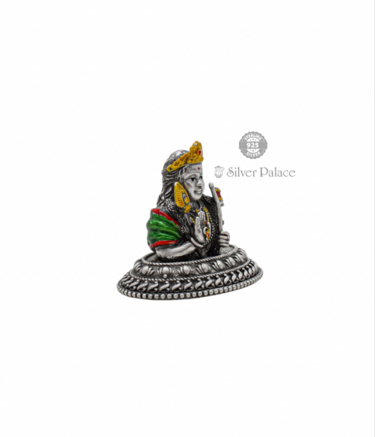 925 Silver Murugan Idol With Enamel - Divine Silver Statue For Worship ...