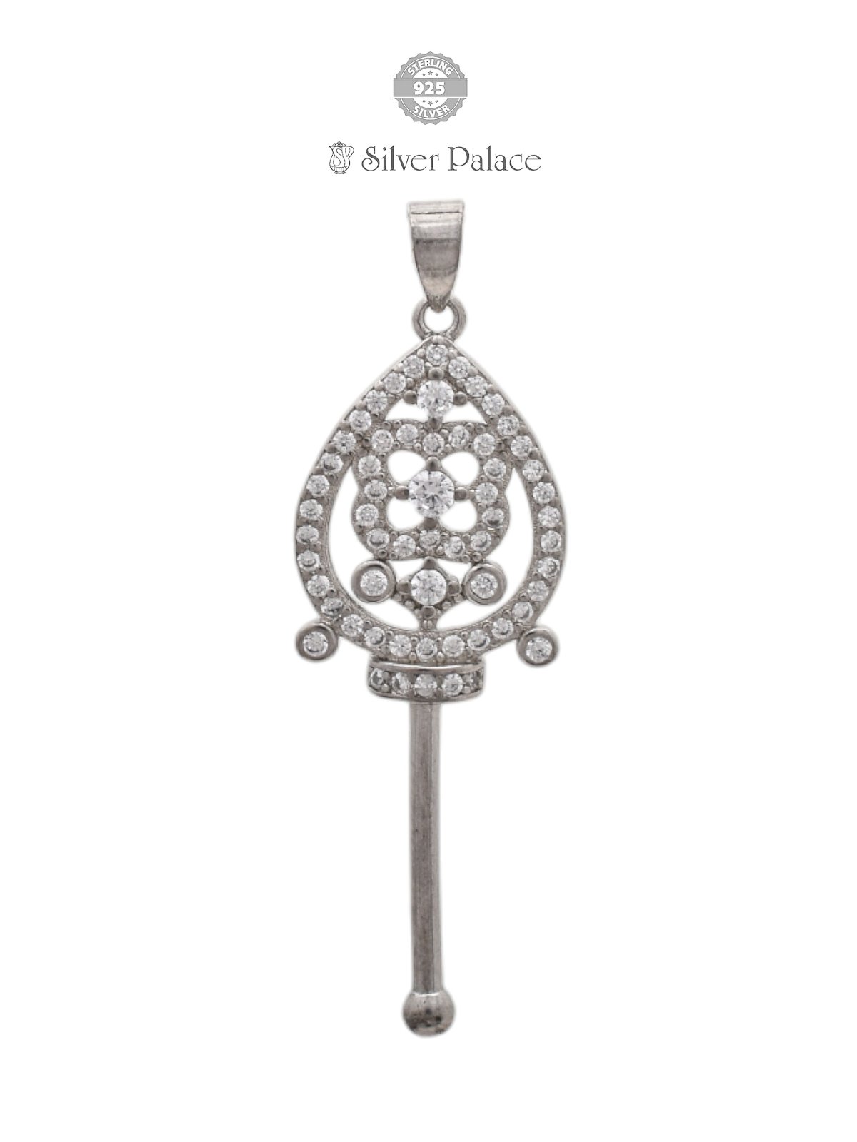 925 Sterling Silver Murugan Vel Pendant With Cubic Zircon Stones ...