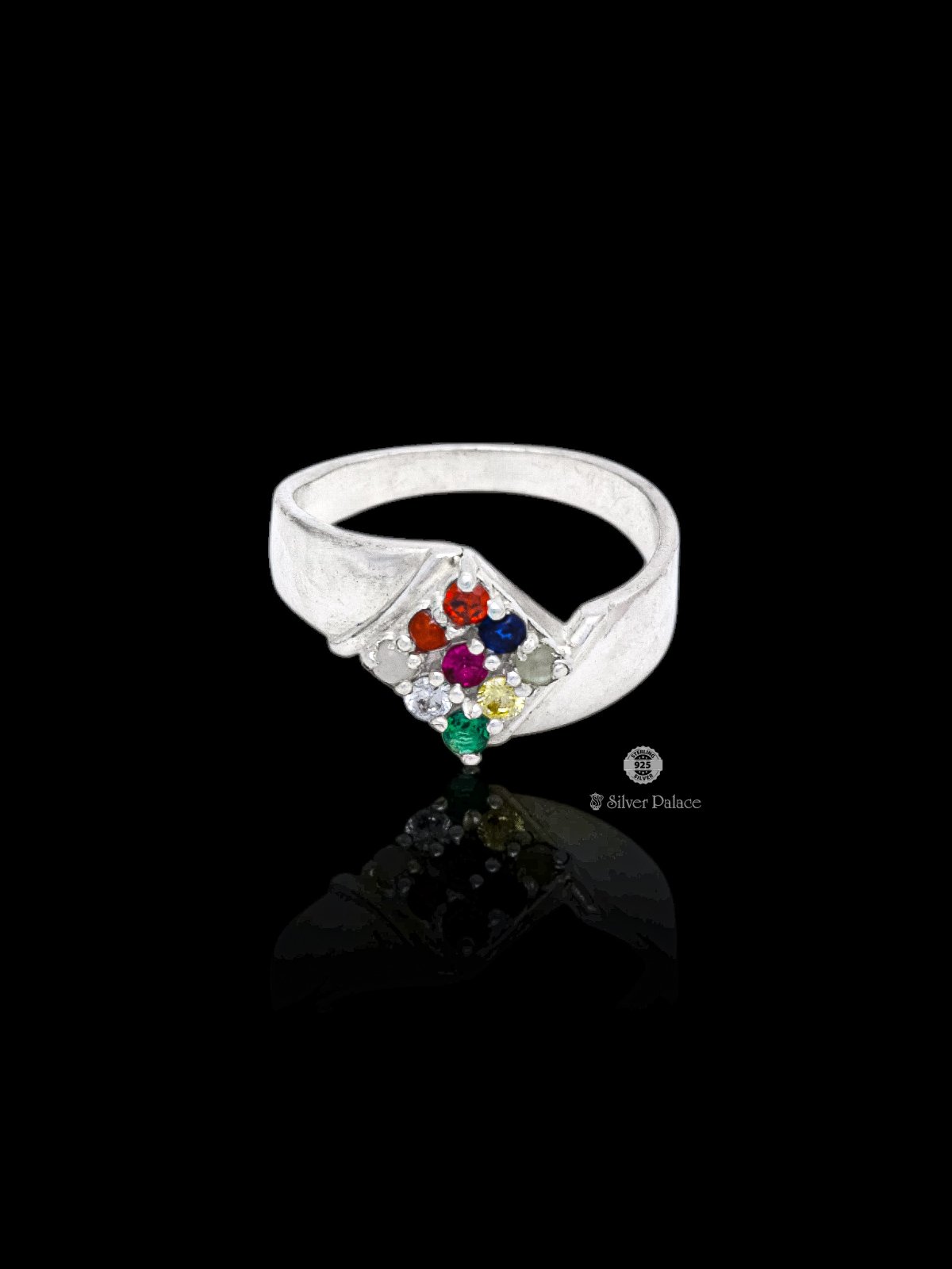 92.5 Sterling Silver Multi Color Stone Rashi Ring For Unisex - Silver ...