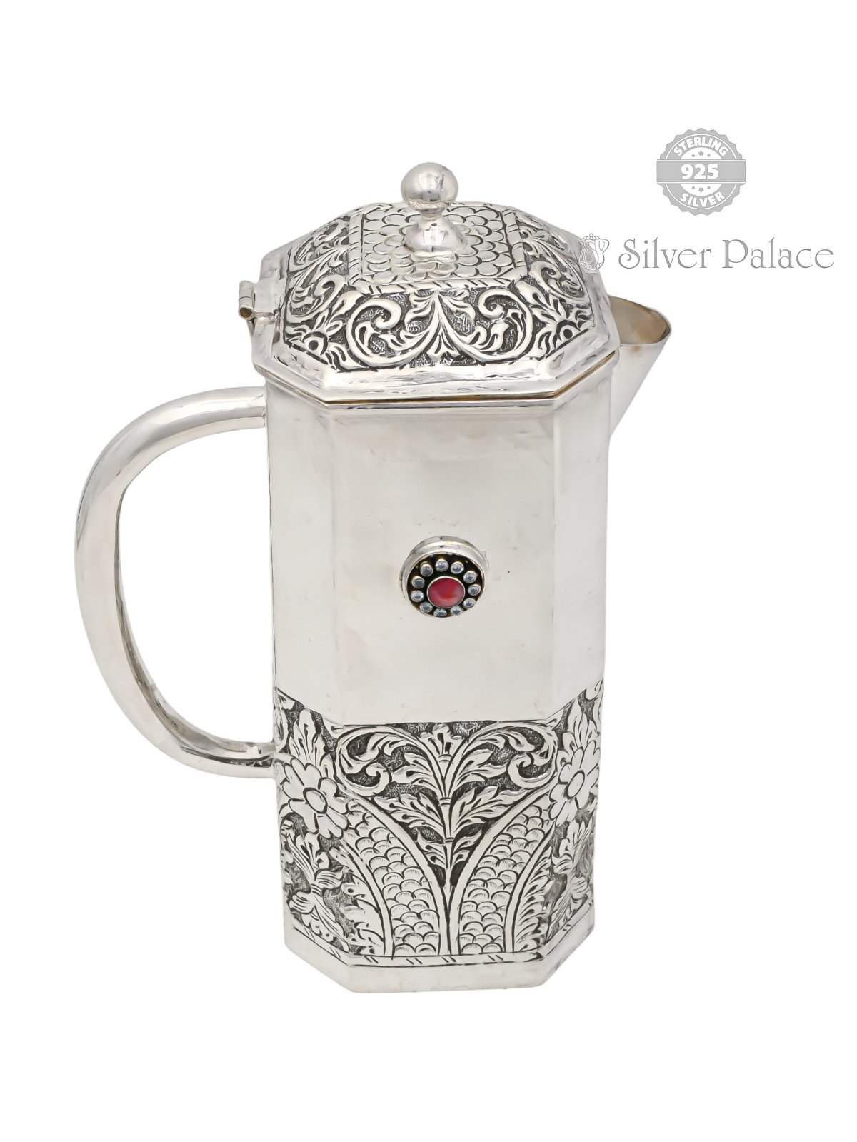 925 Pure Silver Floral Engraving Jug For Daily Use - Silver Palace