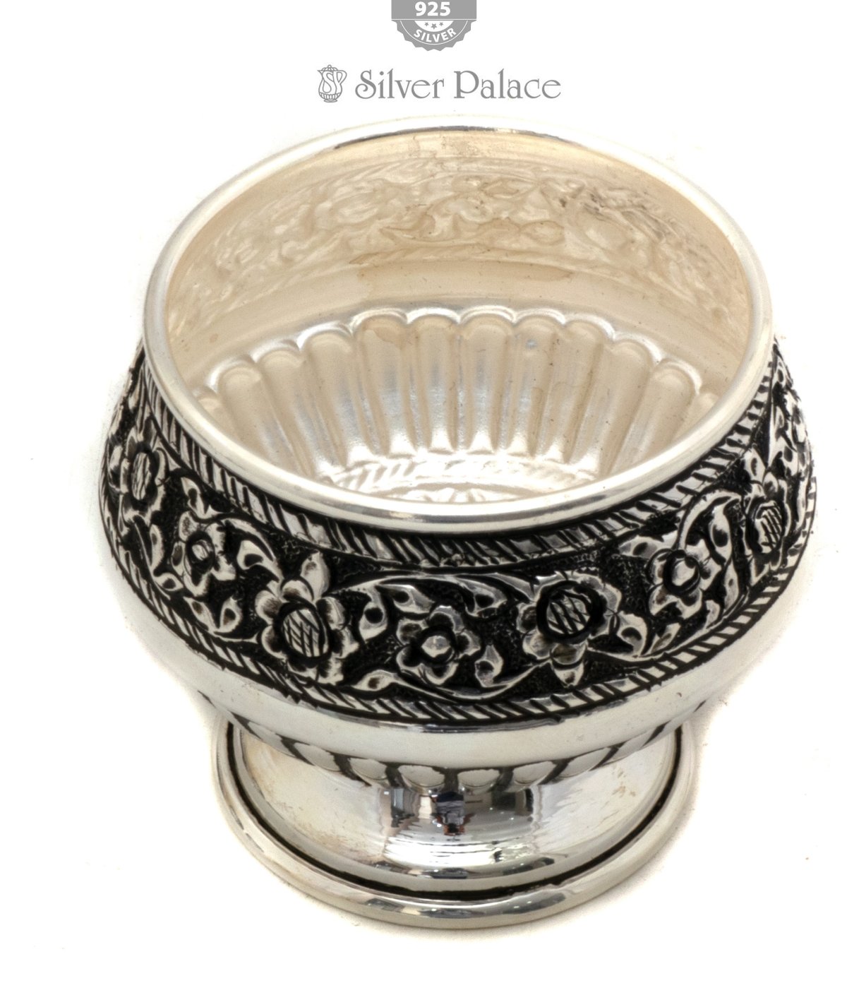92.5 Sterling Silver Antic Paneer Kumkum Chandan Tray Set - Silver Palace