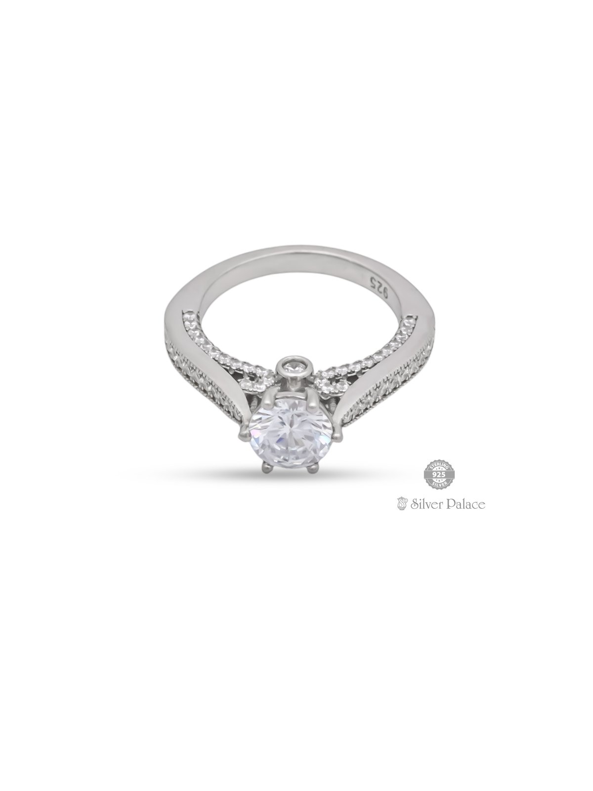 925 Sterling Silver White Stone Ring For Girls Puya Collection - Silver ...