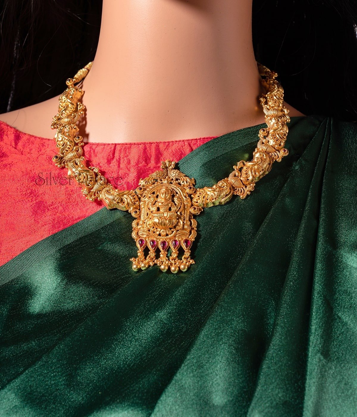 Silver Anite Collection Gold Plated Lakshmi Necklace For Women - Silver ...