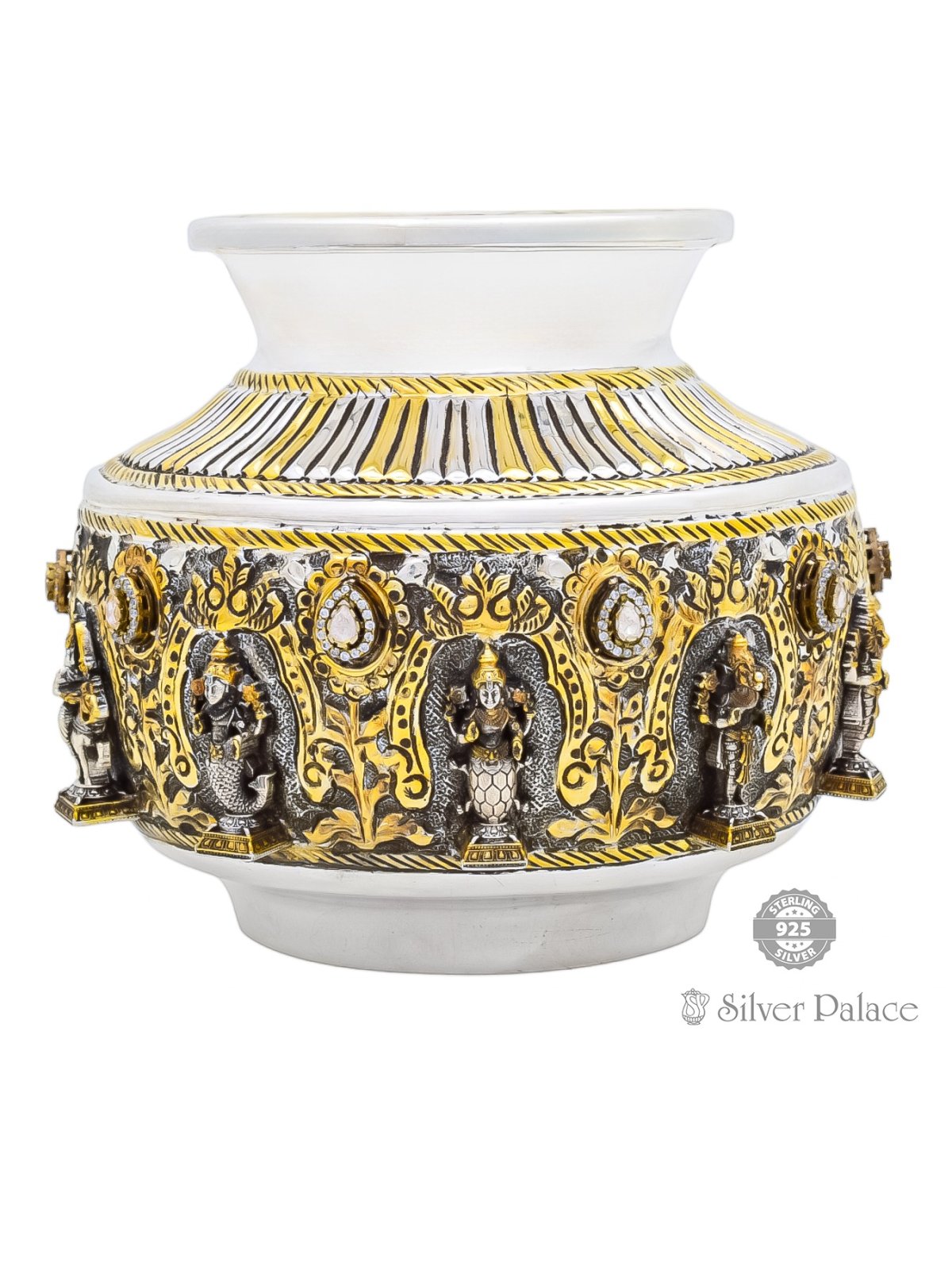 925 Antic Silver Gold Polished Dasavatharam Sombu For Pooja Purpose ...