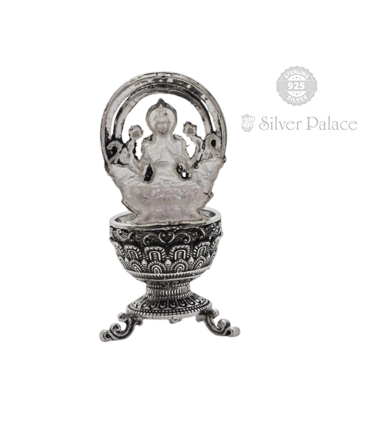 92.5 Oxidised Silver Lakshmi Deepam Lamp For Housewarming Gift - Silver ...
