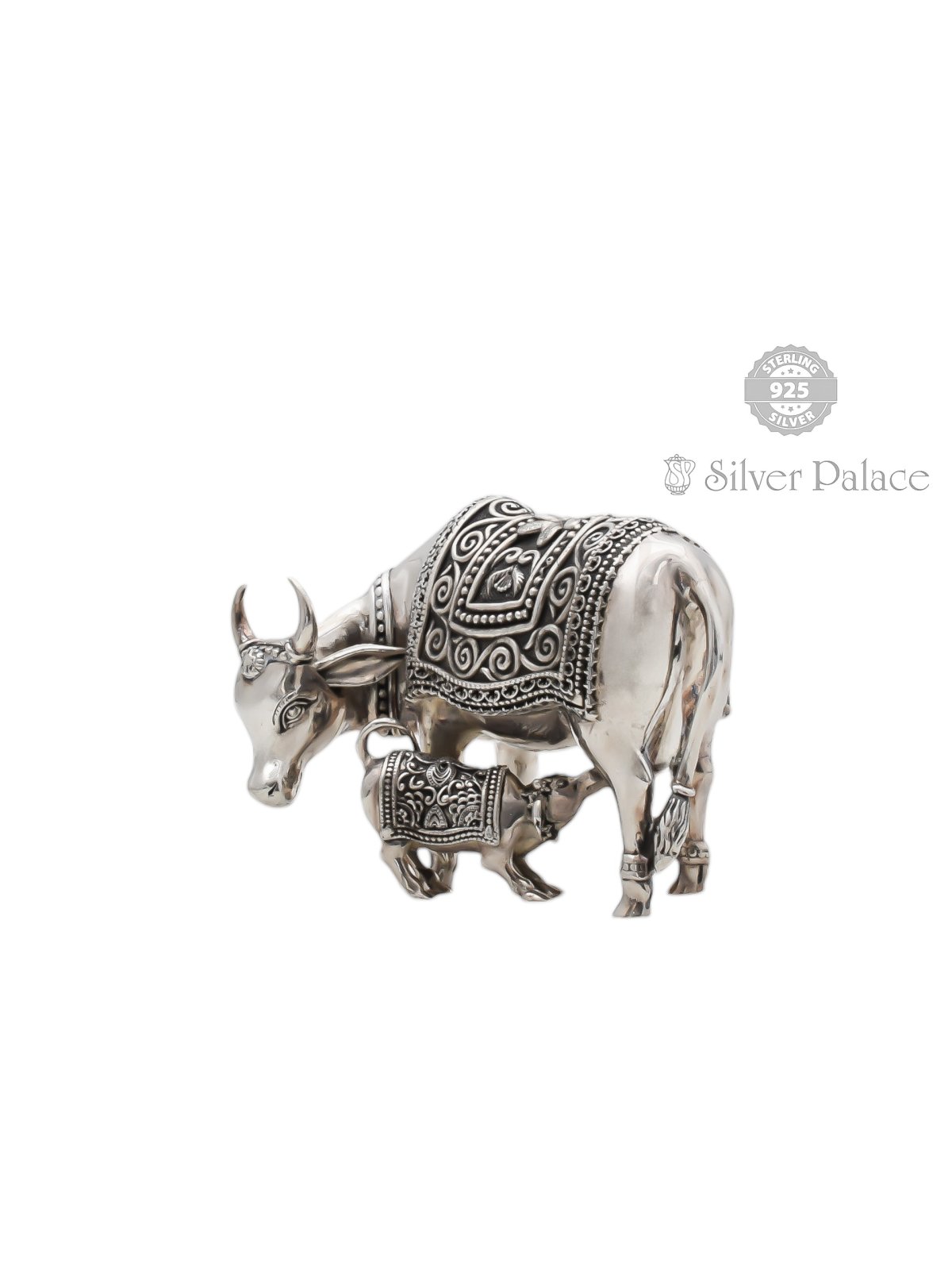 925 Pure Silver Gomatha Statue Antic Finish For Your Pooja Room ...