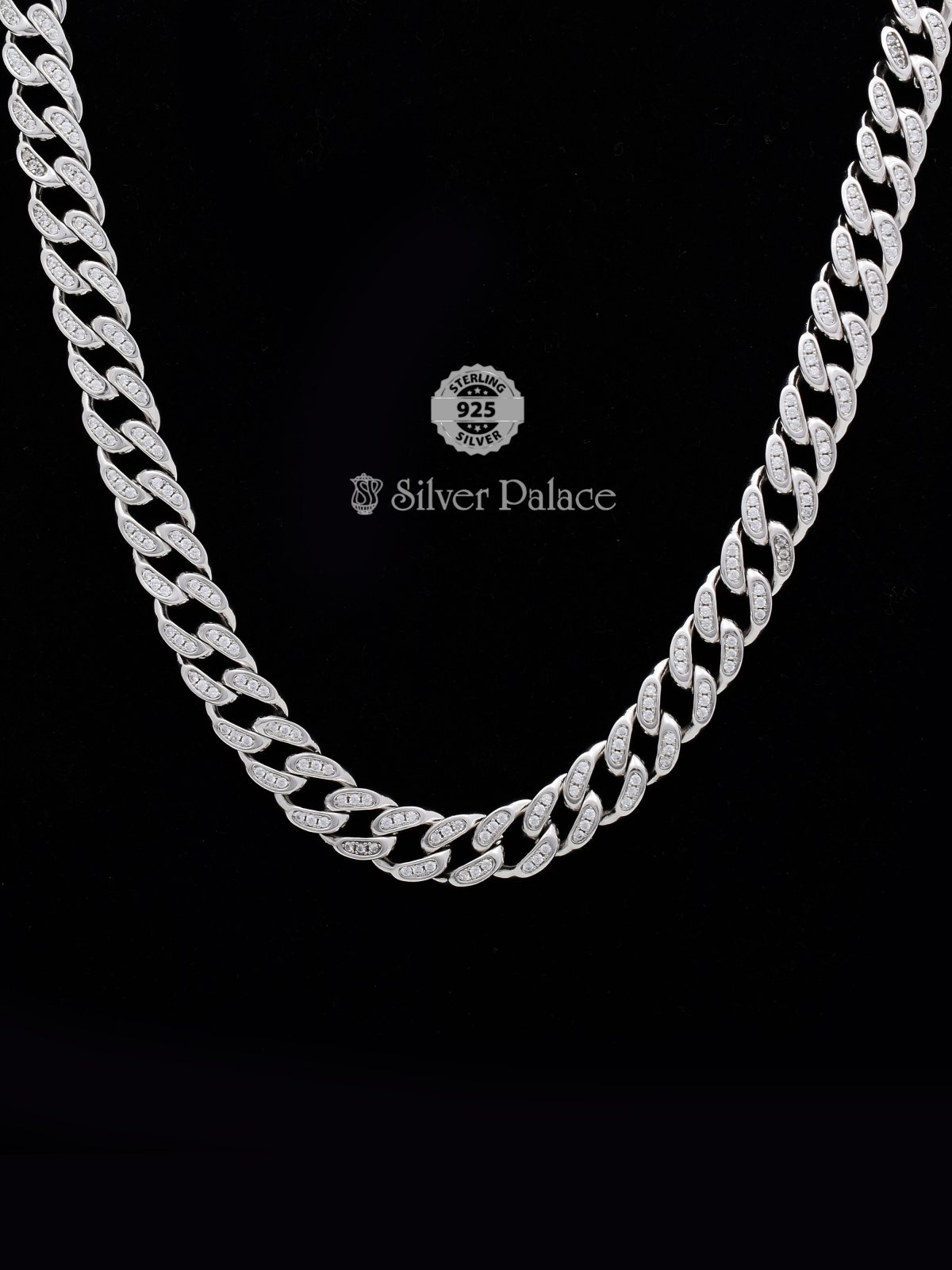 925 Pure Silver White Stone Hardik Pandya Chain For Mens Puya ...