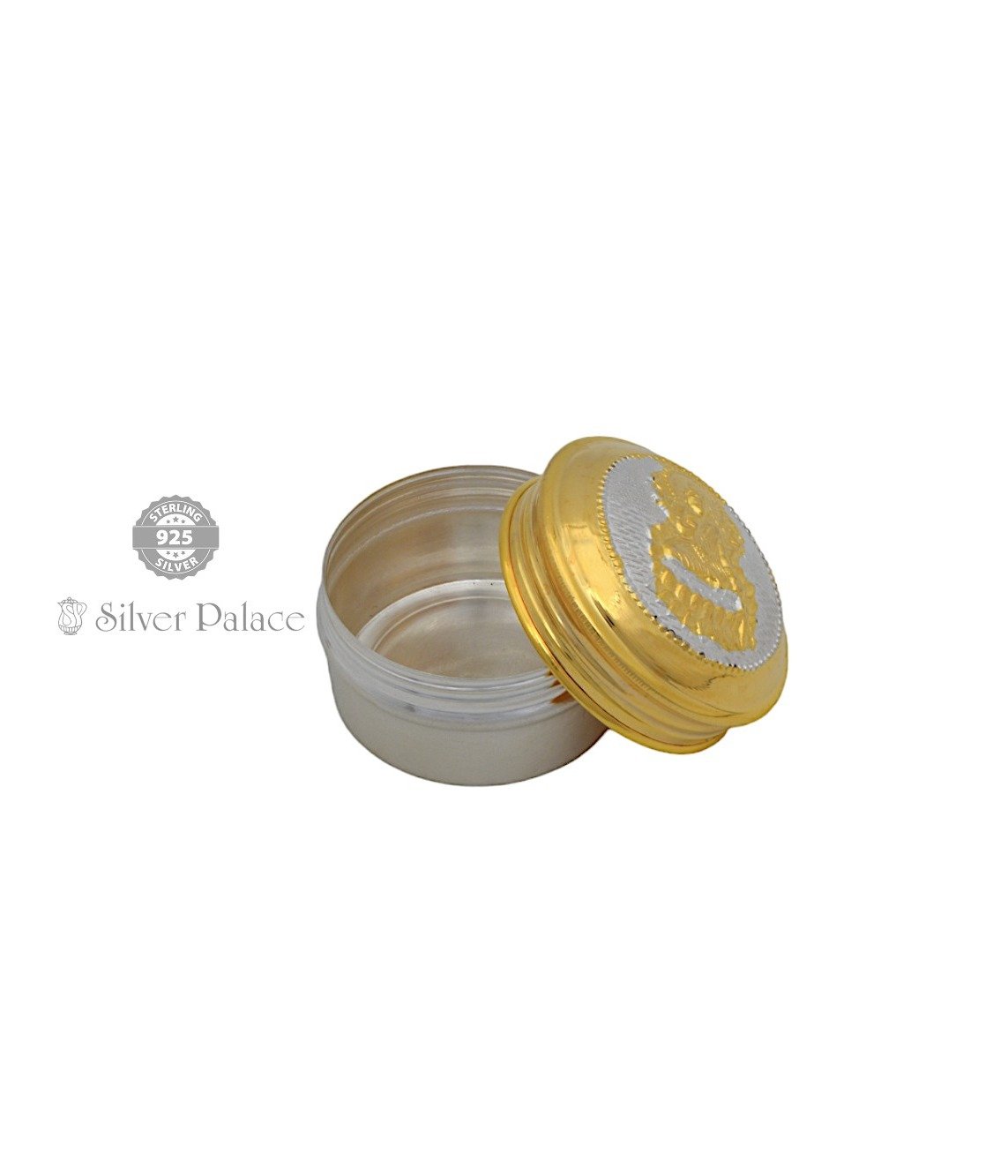 9925 Pure Silver With Gold Plated Lakshmi Design For Kumkum Box ...
