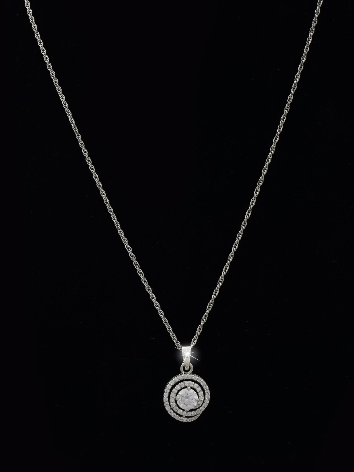 Sterling Silver White Stone Chain Puya Collection - Silver Palace