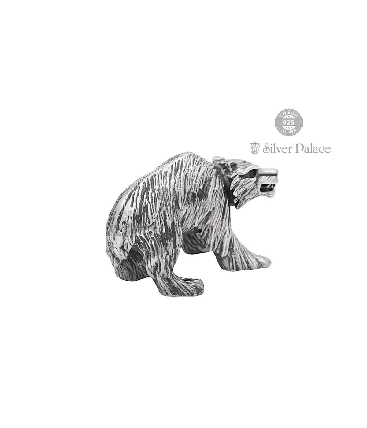 92.5 Pure Oxidized Silver Bear Idols For Kids Gift - Silver Palace