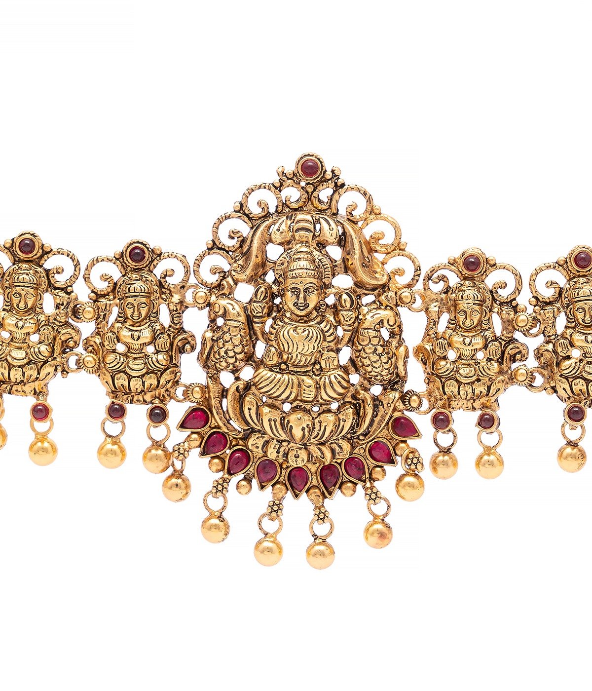 Silver Anite Collection Gold Polished Lakshmi Design Pink Stone Studed ...