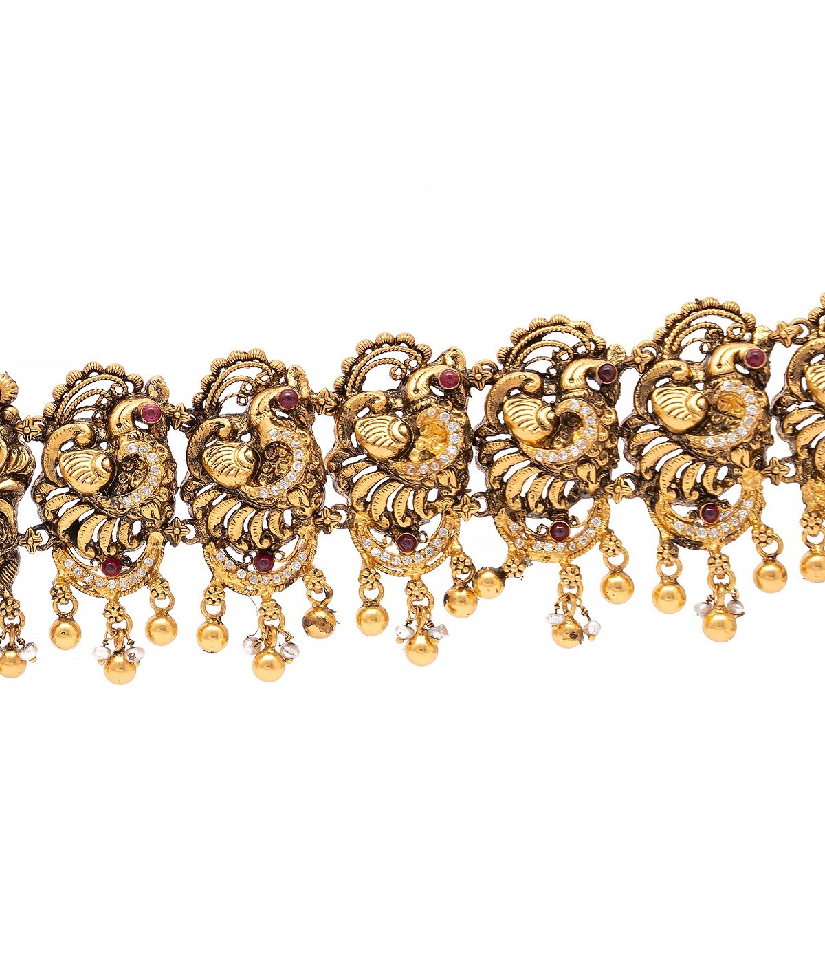 Silver Anite Collection Gold Polished Cz Stone Studed Ottiyanam For ...