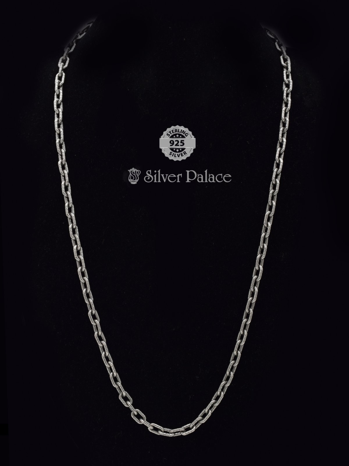 925 Sterling Silver Greek Key Chain Maan Collection - Silver Palace