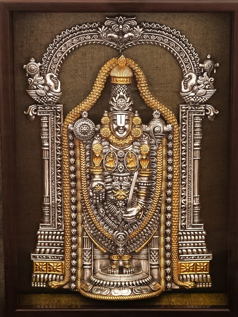 925 Sterling Silver Gold Polished Tirupati Balaji Idol Photo Frame ...
