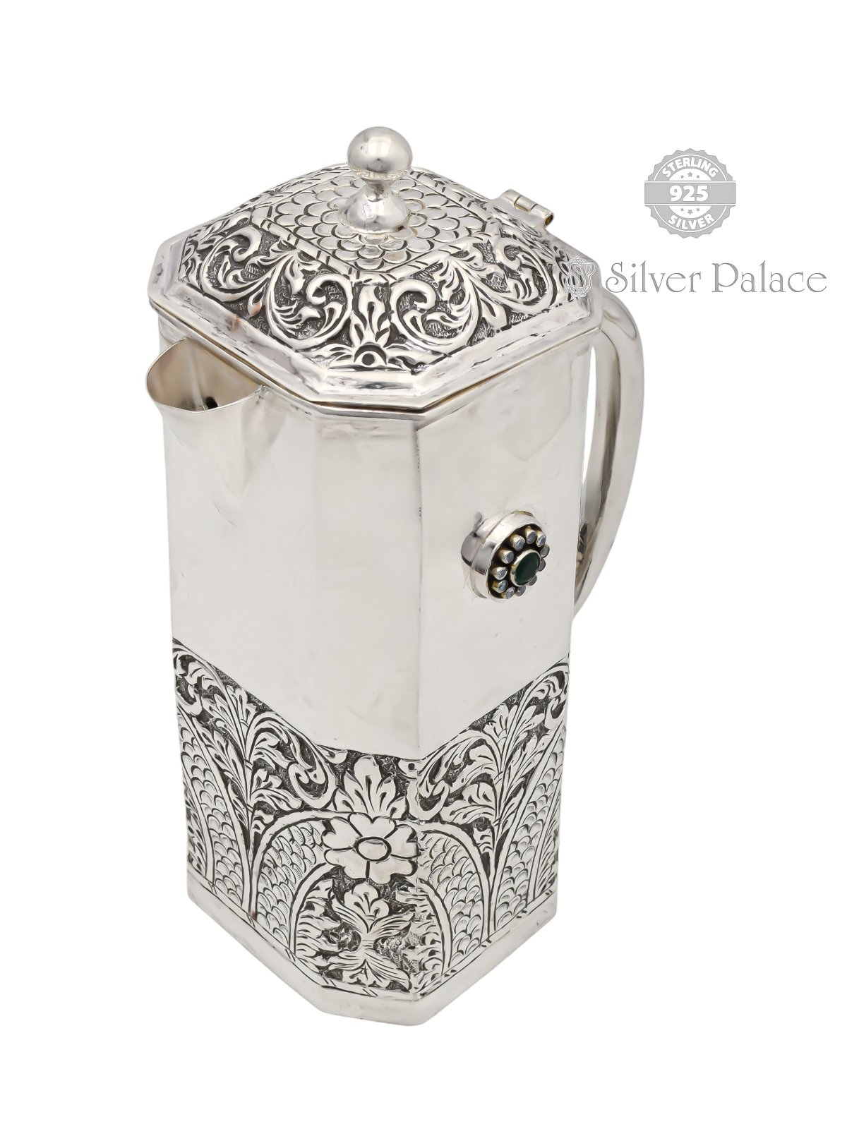 925 Pure Silver Floral Engraving Jug For Daily Use - Silver Palace