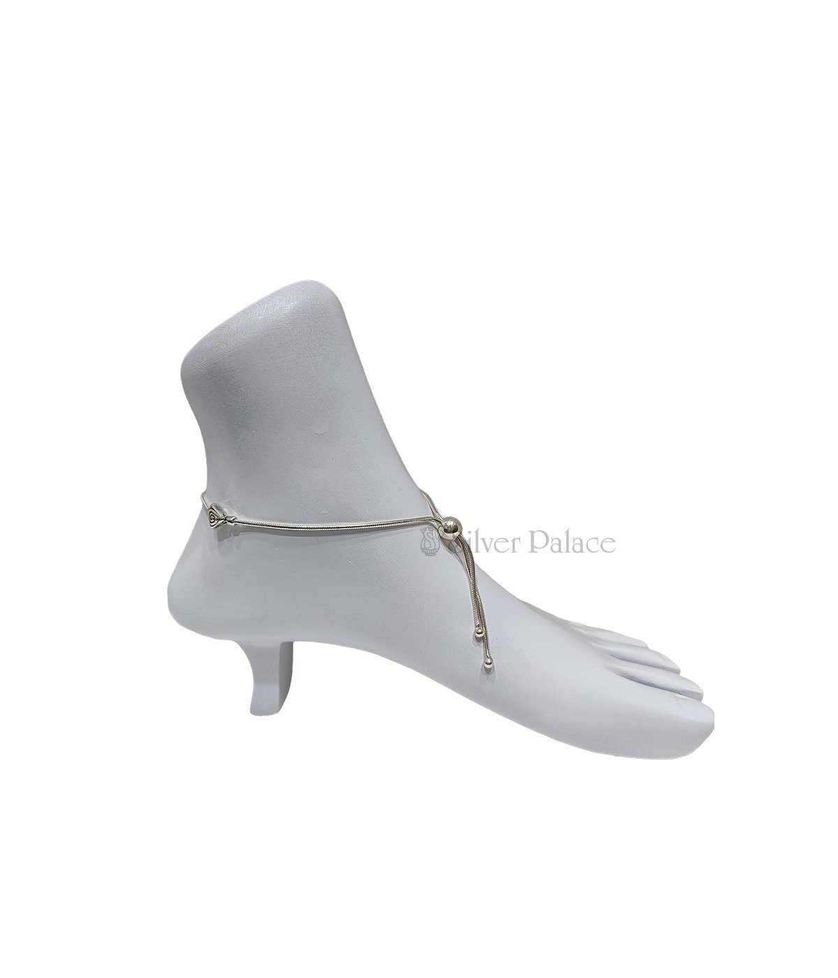 92.5 Pure Silver Chain Type Anklet - Silver Palace