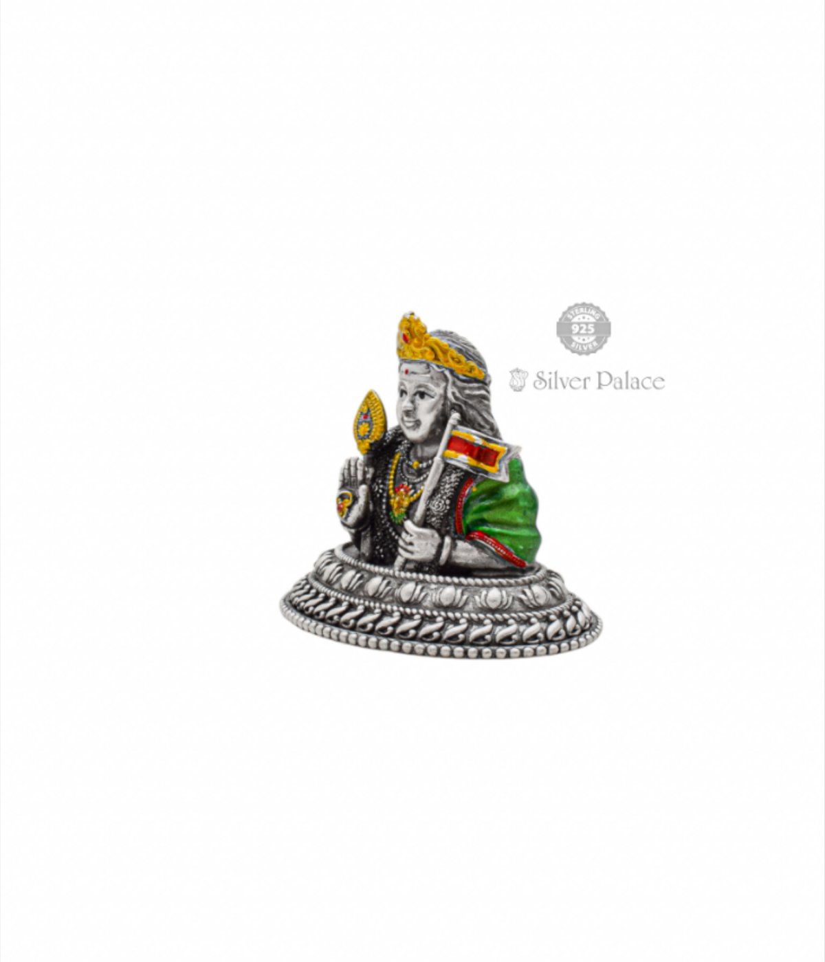 925 Silver Murugan Idol With Enamel - Divine Silver Statue For Worship ...