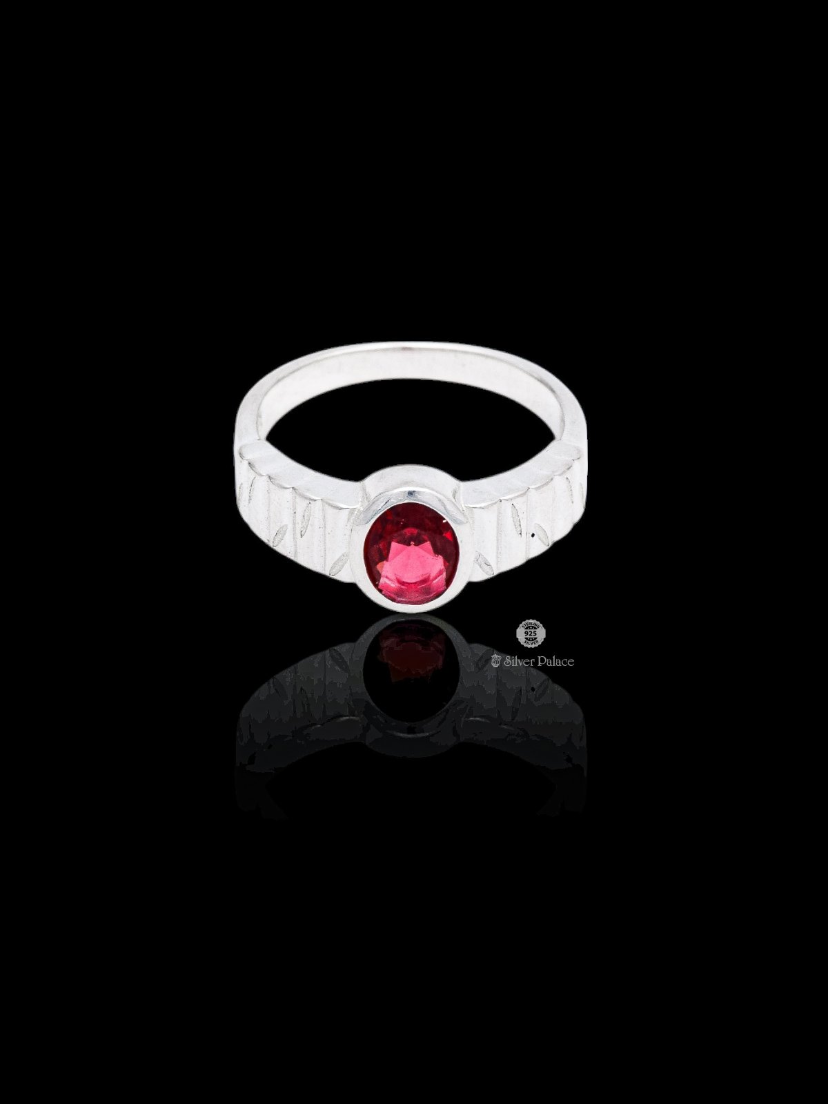 925 Sterling Silver Oval Shape Red Stone Rashi Ring For Men And Women ...